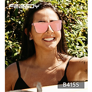 FEISEDY Trendy Rimless Mirrored One Piece Lens Sunglasses Reflective Sun Glasses B4155