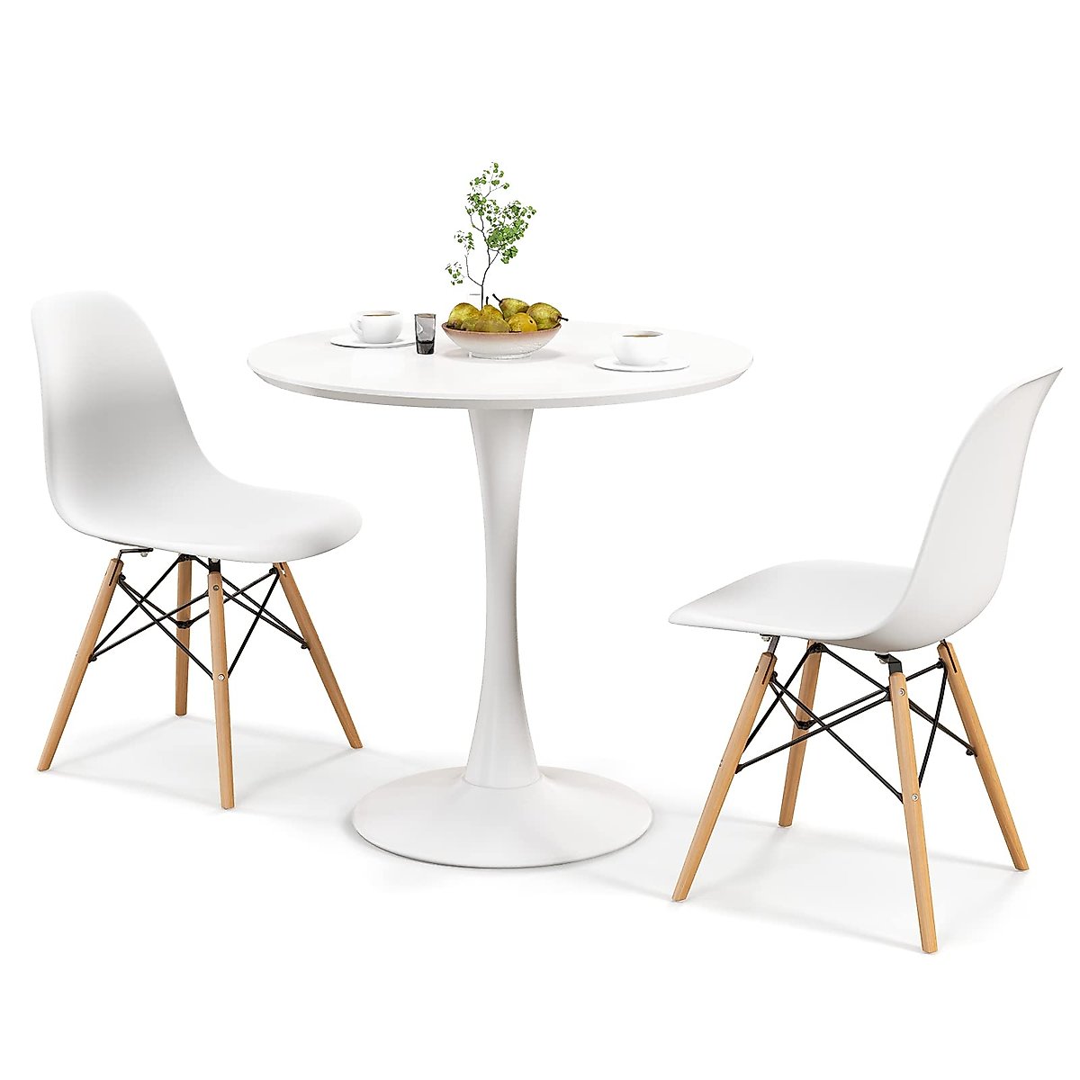 Giantex 3-Piece Dining Table Set for 2 - Kitchen Table Chairs Set with 32” Round Table, Dining Chairs, Dinette Table Set for Small Spaces, Breakfast Nook Table Set, Dining Room Table Set (White)