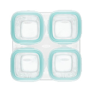 OXO Tot Glass Baby Blocks Food Storage Containers, Teal, 4 oz