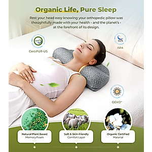 6-IN-1 Adjustable Cervical Neck Pillows for Pain Relief Sleeping, Memory Foam Bolster Pillows with Detachable Pad, Neck Support Pillow for Body Lumbar Knee Leg Back Orthopedic Neck Roll (Grey)