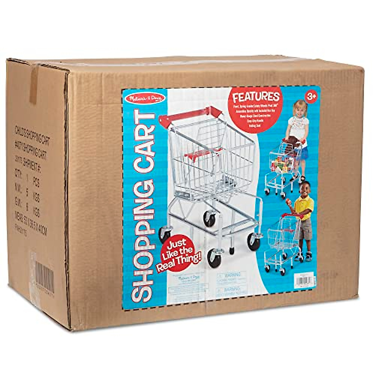 Melissa & Doug Toy Shopping Cart With Sturdy Metal Frame - Toddler Shopping Cart, Pretend Grocery Cart, Supermarket Pretend Play Shopping Cart For Kids Ages 3+