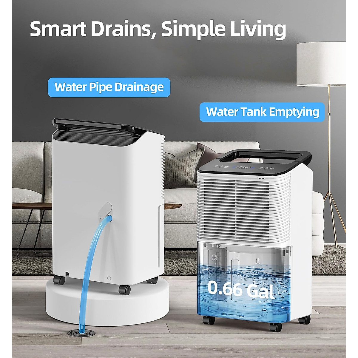 TABYIK 30 Pint Dehumidifier for Basement, with Drain Hose for Large Bedroom Bathroom, with Auto Humidity Control, 24H Timer