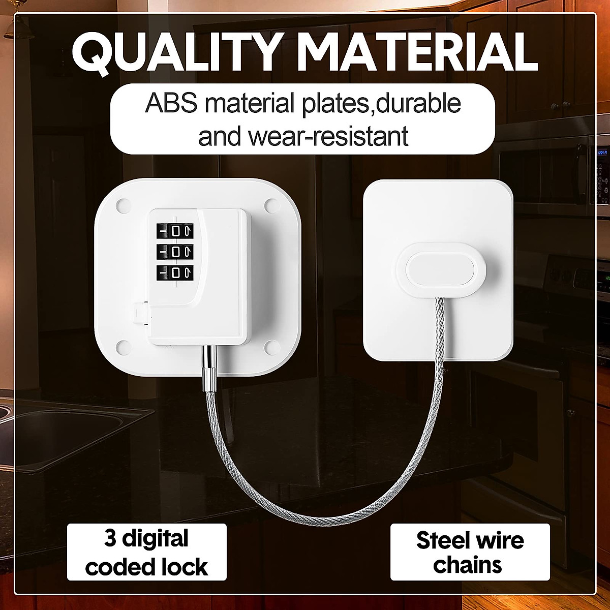 Yuntau 4 Pieces Coded Fridge Lock 3 Number Fridge Freezer Lock Child Safety Coded Locks Window Locks with Good Adhesive Mini Fridge Lock for Adults Drawer Lock Window Freezer Door