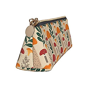 Cute Mushroom Pattern Pencil Case Leather Portable Pen Bag Pencil Pouch Students Stationery Organizer For Girls Teen