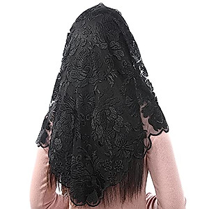 Bozidol Women's Catholic Church Mass Mantilla Veils Triangle Orthodox Headcovering Chapel Soft Lace Veil for Funeral