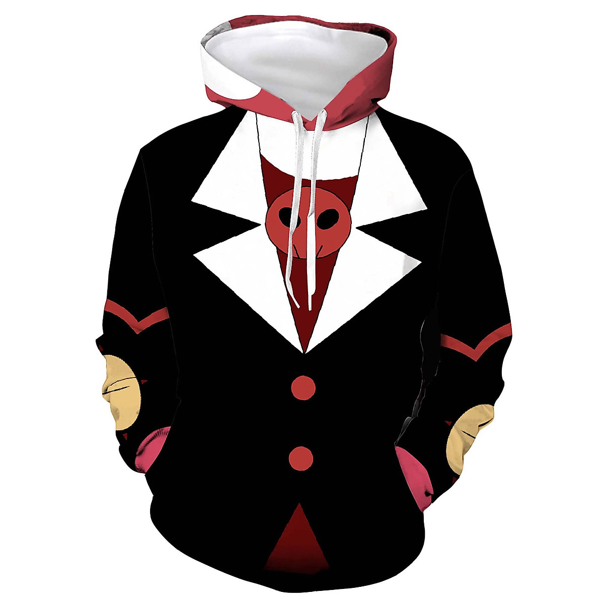 Topcos Hazbin Hotel Alastor Hoodie Vaggie Angle Cosplay Costume Dust Hoodie Sweatshirt Zip Jacket 3D Printed Pullover (Style 4, s)
