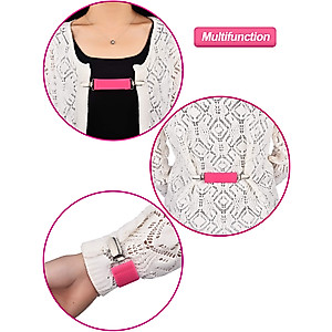 CHENGU 8 Pieces Mitten Clips Elastic Gloves Clips for Kids Stainless Steel Gloves Strap (black, dark blue,black with white dots and rose red)