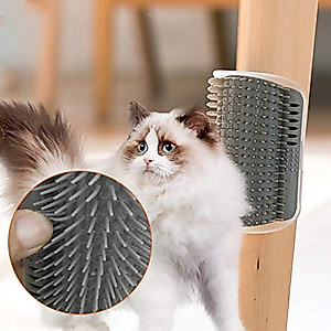 2 PACK Cat Self Groomer,Softer Cat Corner Scratcher For Wall With Catnip,Massage Comb Groomer Cat Corner Groomer,Pet Grooming Massage Kitten Brush,Cat Face Scratcher For Kitten with Long &Short Fur (Gray)