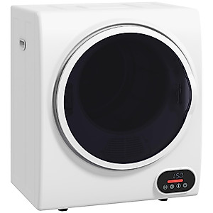HOMCOM Portable Clothes Dryer, Compact Laundry Dryer with 1.5 cu.ft Stainless Steel Drum, Intelligent Drying, 120V 850W Front Load Electric Dryer for Apartments, Dorms, RVs - White