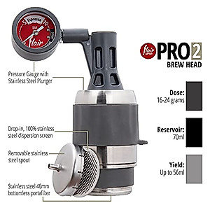 Flair Espresso Maker PRO 2 (White) - An all manual lever espresso maker with stainless steel brew head and pressure gauge