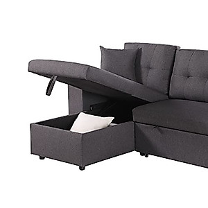 Devion Furniture Alexis Sofabed, 95" W x 53" D x 35H, Dark Gray