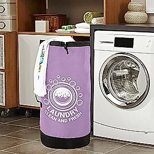 Purple Laundry Backpack Large Heavy Duty Laundry Bag with Shoulder Straps Waterproof Laundry Hamper Drawstring Closure Dirty Clothes Organizer for College Students Traveling Camp