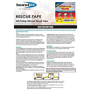 Rescue Tape, Self-Fusing Silicone Tape, Emergency Plumbing Pipe & Radiator Hose Repair, Electrical Insulation, Military Std, 1" x12', Blue