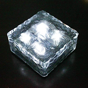 Housoutil Solar Brick Lights Solar LED Brick Solar Bricks Outdoor Floor Tile Lamp Solar Brick LED Solar Ice Rocks