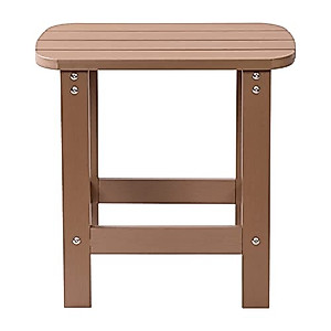 Flash Furniture Charlestown Tiered Commercial Poly Resin Adirondack Side Table - Natural Cedar - All-Weather - Indoor/Outdoor