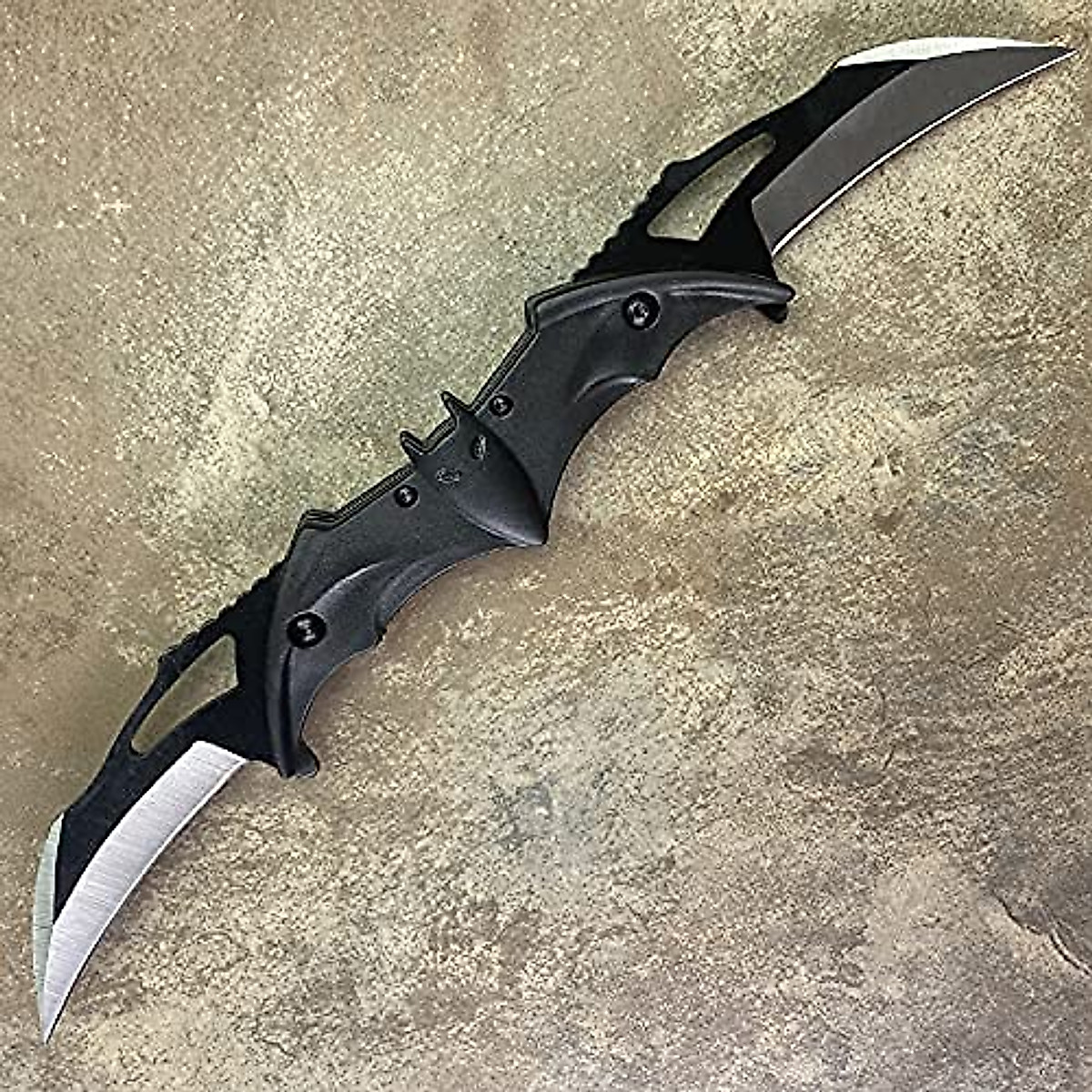 Spring Assisted Open Folding Double Blade Dual Twin 3 Colors Pocket Knife Tactical Belt Clip Black Gold Rainbow Knives Great Gift (Black)