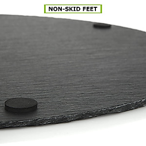 3 Pack Slate Cheese Boards, 12 x 12 Inch Slate Cheese Tray Round Charcuterie Boards Serving Tray Slate Platter Display Chalkboard with Soapstone Chalk for Serving Cheese, Appetizer, Sushi