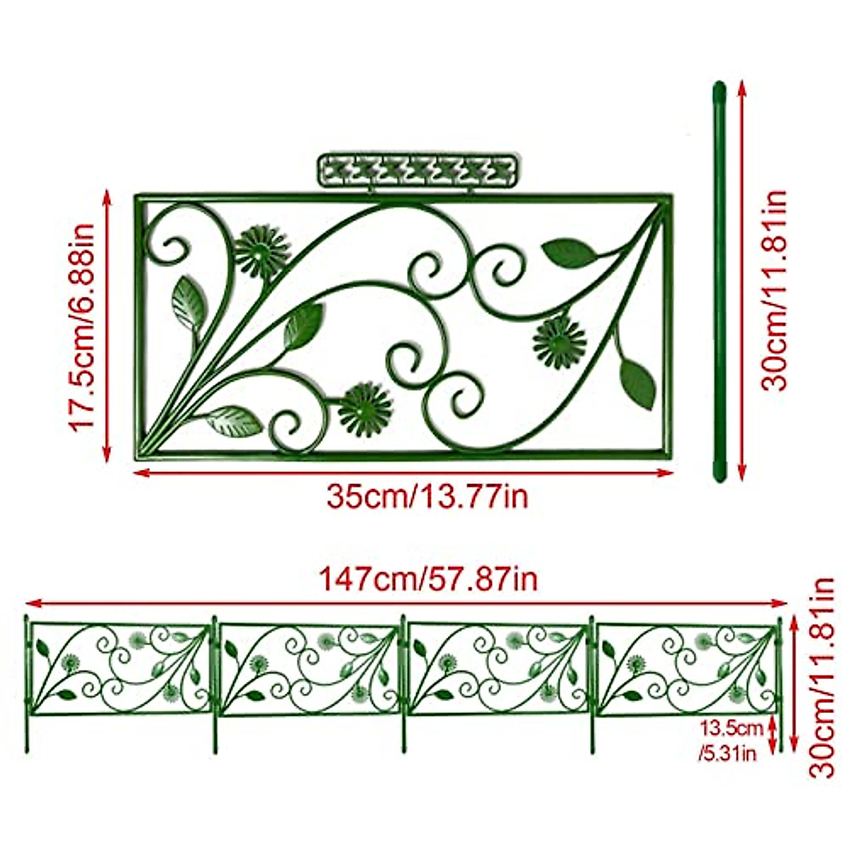 Garden Fence Panels, Rustproof Decorative Panel Barrier, Small No Dig Garden Fencing, Garden Border for Yard Landscape Outdoor Decor