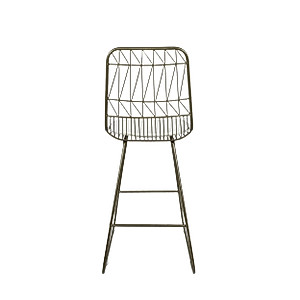 GDFStudio Outdoor Counter Stools, 26" Seats, Modern, Geometric, Light Brass Iron Frames with Ivory Cushion (Set of 2)