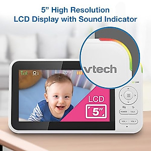 VTech VM924-2 Remote Pan-Tilt-Zoom Baby Monitor with 2 Cameras & Audio,5"LCD Screen,Up to 17Hrs Video Streaming&31Hrs Battery for Audio,Night Vision,1000ft Range,Soothing Sounds,Temperature Sensor