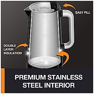 KRUPS BW801852 Smart Temp Digital Kettle: Prepare tea and coffee. Full Stainless Interior and Safety Off, 1.7-Liter, Black