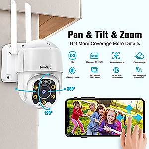 DoHonest Security Camera Outdoor HD 1080P WiFi IP Cam Pan Tilt 360° Surveillance Waterproof Home Security System Motion Detection Auto Tracking 2 Way Audio Night Vision Compatible with Alexa S02