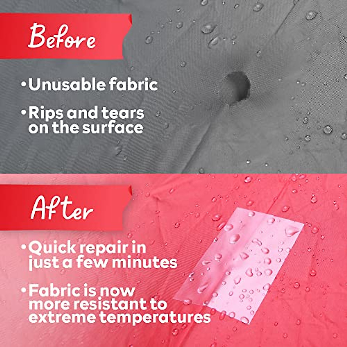 XFasten Fabric and Vinyl Repair Tape, Clear, 3-Inches by 20-Inches (2-Set), Waterproof Vinyl Repair Hole Patch Kit for Tent, Exercise Ball, Kayak, Inflatable Bed, Pool Float, and Airbed Mattress