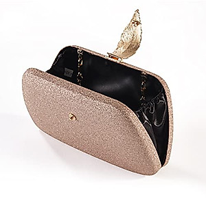 GEGELE Evening Bag with Detachable Chain, Clutch Purse for Women, Sparkling Party Handbag for Wedding, Prom, Banquet