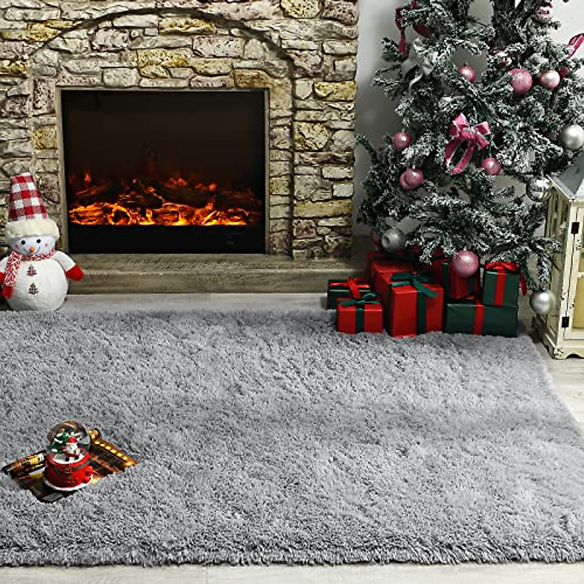 Andecor Soft Fluffy Bedroom Rug, 4 x 6 Feet Indoor Shaggy Plush Area Rugs for Living Room Boys Girls Kids Baby Room Nursery College Dorm Home Decorations Floor Carpet, Grey