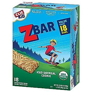 CLIF Kid Zbar - Iced Oatmeal Cookie - Soft Baked Whole Grain Snack Bars - USDA Organic - Non-GMO - Plant-Based - 1.27 oz. (18 Pack)