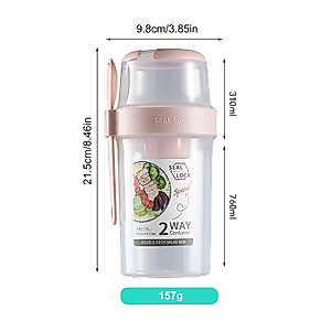 MANMAOHE 25.7oz Keep Fit Salad Meal Shaker Cup Fresh Salad Cup with Fork and Salad Dressing Holder Portable Fruit Vegetable Salad Cups Container for Work Travel Picnic