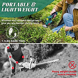 Dextra 8V Hedge Trimmer Cordless, 2 in 1 Handheld Electric Bush Shrub Trimmer with Battery and Charger, 45Min Fast Charger Grass Shears Cordless Mini Hedge Trimmer with Gloves for Yard,Garden