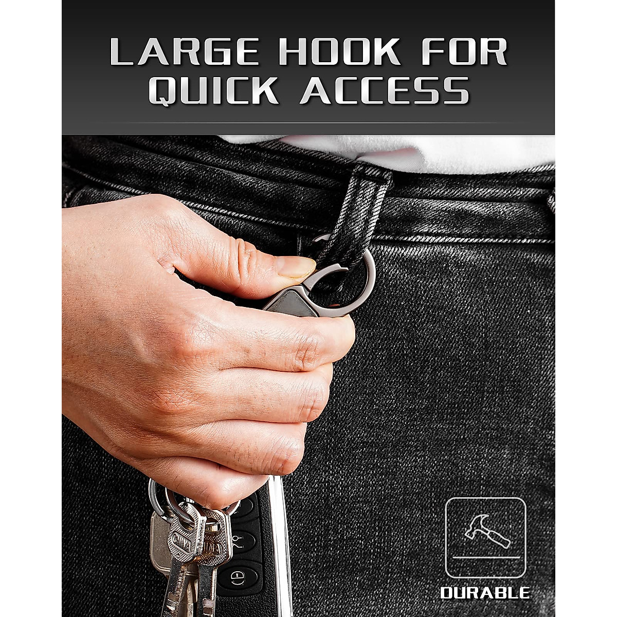 DAYGOS Car Keychain Clip with Quick Release Key Rings, Universal Key Fob Holder with 4 Detachable Keyrings, Heavy Duty Car Keychain Organizer for Men and Women