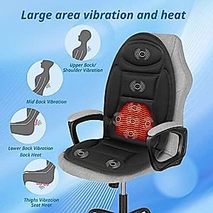 Mynt Heated Vibrating Seat Cushion with Fast Heating, 48 Massages Custom Setting, Overheating Protection, 8 Vibration Nodes, 2 Large Heating Area to Relieve Back Neck Pain for Home Office Chair Use