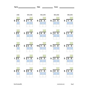 Channie’s One Page A Day Single Digit Level 1 Beginner Visual Division Workbooks for Easy Teaching & Learning Grade 3-5 Size 8.5” x 11” Summer School, Summer Bridge