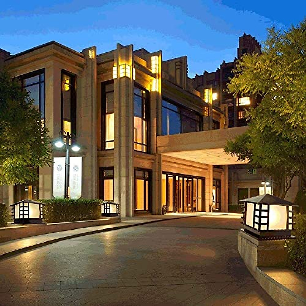 CZLZY Unique Lighthouse Square Design Door Pole Landscape Lamp IP65 Waterproof Gate Column Light Classic Aluminium Die-Casting Pillar Post Lantern American Garden Street Lighting Decorative