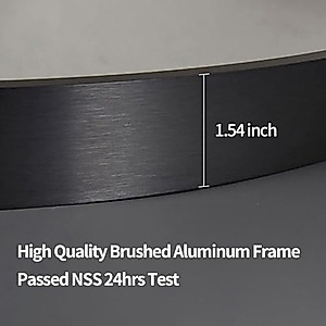 B&C 36 inch Round Mirror with 1-9/16" Matte Black Aluminum Frame, Black Metal Frame Circle Mirror, Circular Wall Mirror for Bathroom