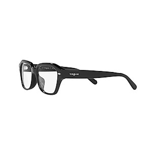 Vogue Eyewear Women's VO5447F Low Bridge Fit Square Prescription Eyewear Frames, Black/Demo Lens, 51 mm