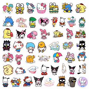 PIRTYNNUF 69Pcs Cute Sanriio Kawaii Stickers for Water Bottle Laptop Phone Case Luggage Notebook Skateboard Lunchbox Stickers for Kids Teen Adults