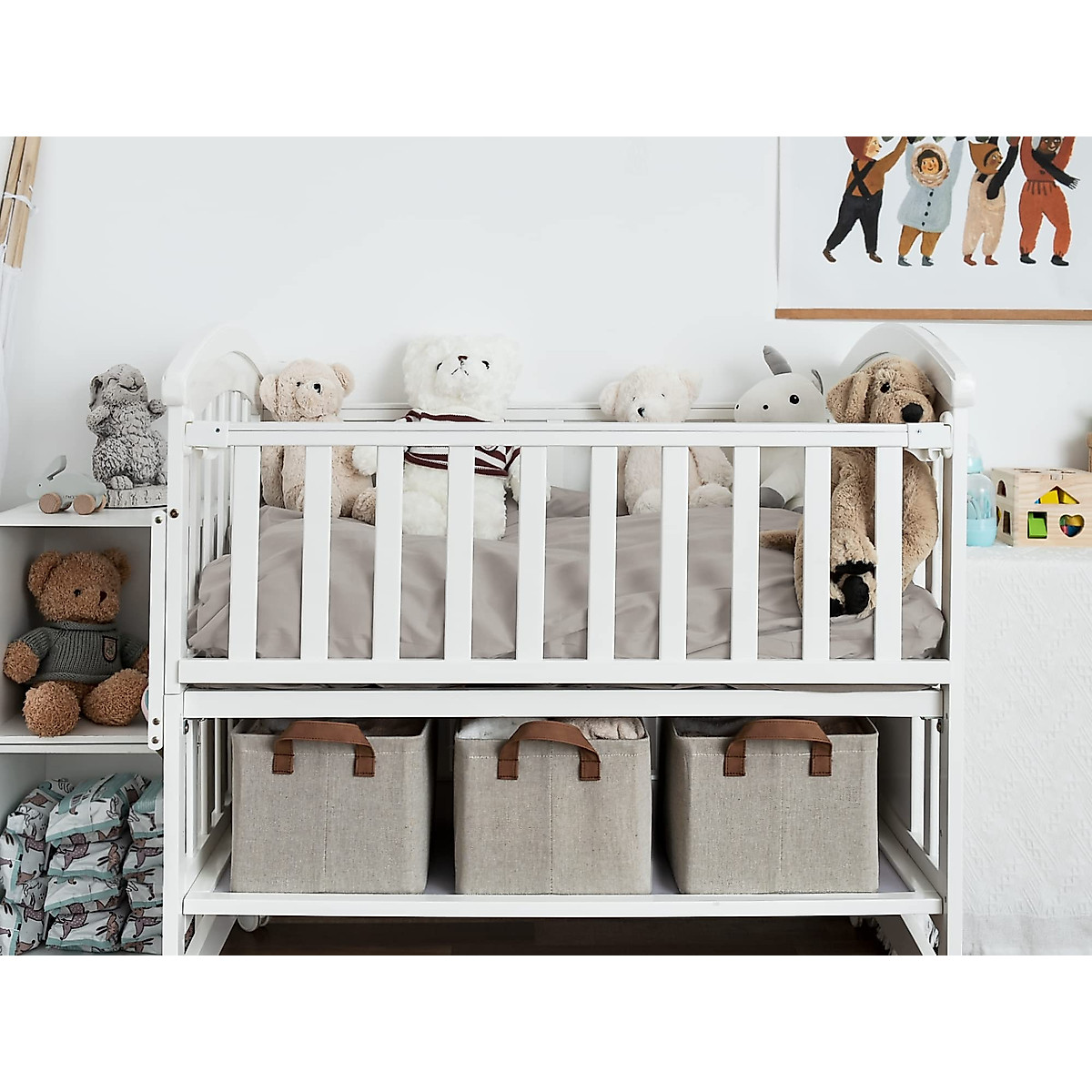 StorageWorks Storage Baskets for Shelves and Fabric Storage Box with PU Handles