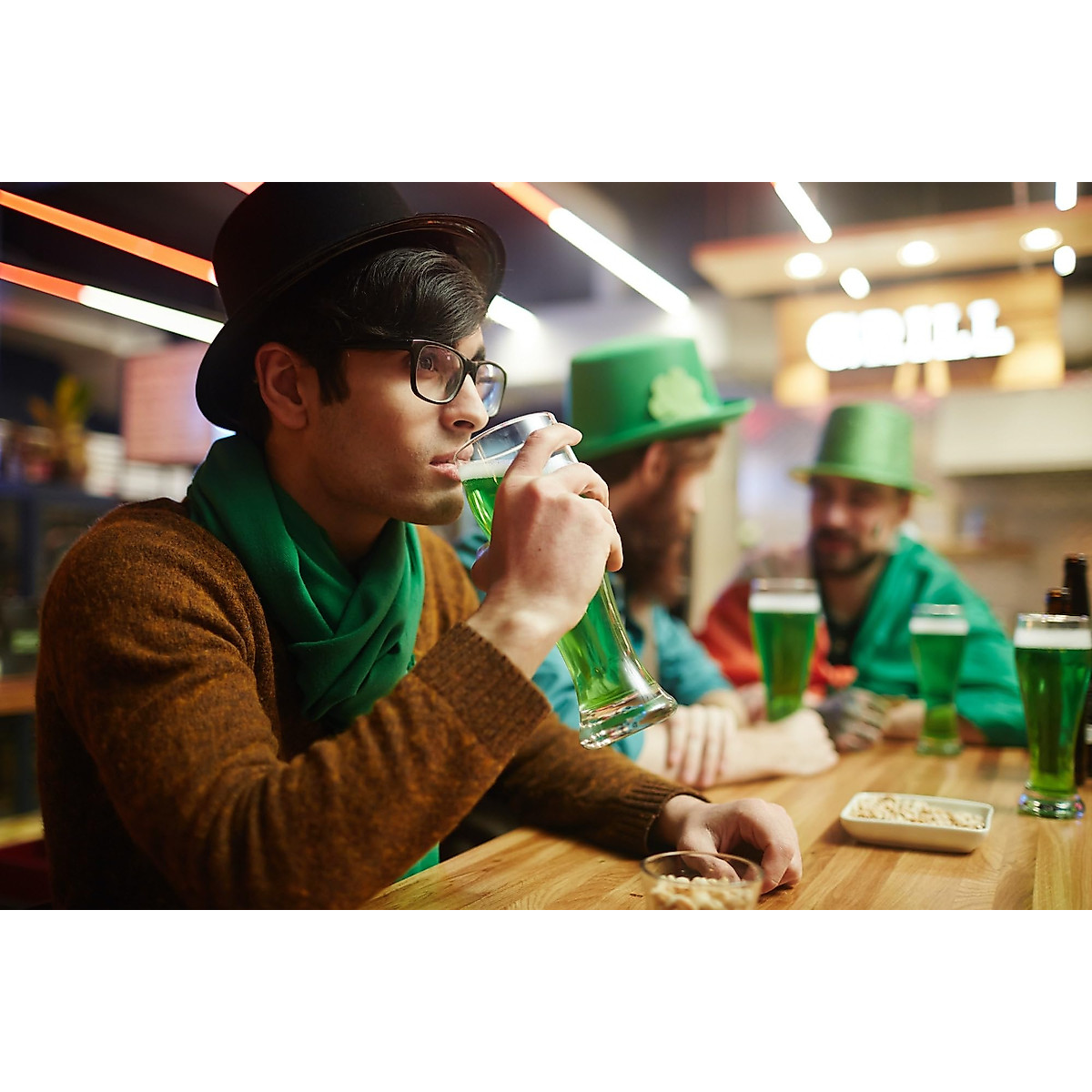 Achillea Solid Color Cashmere Feel Winter Scarf Unisex Soft & Warm Plain Scarf (Kelly Green)