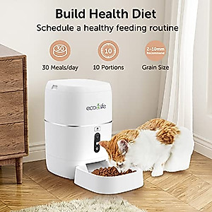 Automatic Cat Feeder, eco4life 6L WiFi Pet Food Dispenser, Timed Cat Feeder with Camera, APP Control, Scheduled Feedings and Portioned Meal, Compatible with Alexa, Google Assistant and Siri