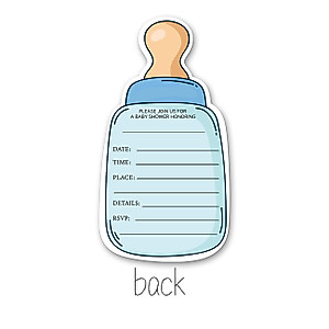 Ulazom It's a Boy Baby Shower Party Invitations Gender Reveal Feeder Shaped Fill-In Invitations with Envelopes Set of 15 Blue Baby Boy Invites Cards