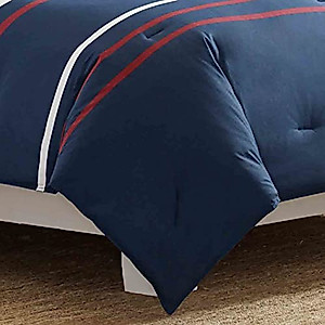 Nautica - Queen Comforter Set, Cotton Reversible Bedding with Matching Shams, Stylish Home Decor (Bradford Navy/Kahki, Queen)
