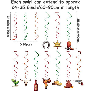 Western Cowboy Party Decoration Kit - Cowboy Yee Haw Garland Banner, Hanging Swirls Foil Swirls for Cowboy Theme Party Birthday Party Baby Shower Ceiling Decorations