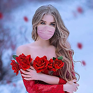 Assacalynn Pink Face Masks Disposable 50pcs, Kawai Cute Pink Masks For Women, 3 Ply Face Mask, Breathable Masks