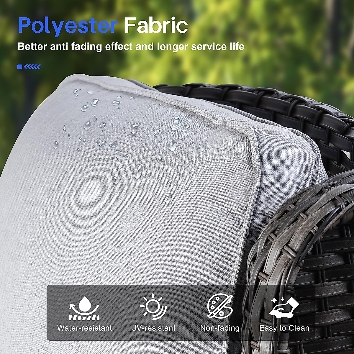 XIZZI Patio Swivel Rocking Chairs Set of 2,Outdoor 360 Degree Rotation Chair Matching Side Table,3 Pieces PE Wicker Patio Bistro Set (Grey Rattan Grey)