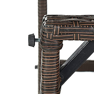 EMKK 11-Piece Patio All-Weather PE Wicker Dining Table Wood Tabletop for 10, Rattan Sectional Sofa Conversation Furniture Set w/Ottoman,Cushion, OneSize, Brown