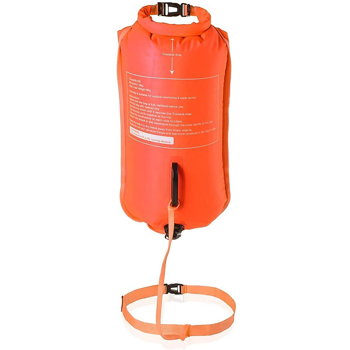 Naturehike 28L High Visible Safety Swim Buoy - Ultralight Bubble Tow Float and Dry Bag for Open Water Swimming Kayaking Snorkeling Diving Trailing with Adjustable Waist Belt (Fluorescent Orange)