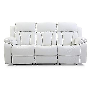 Glory Furniture Reclining Sofa White Faux Leather